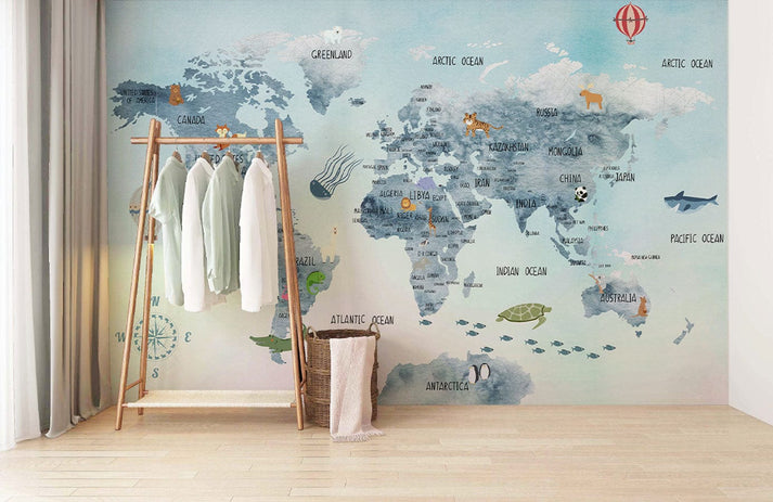 Colorful World Map Kids Wallpaper | Ever Wallpaper – Everwallpaper