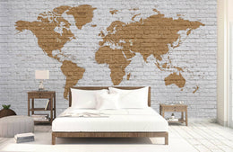 World Map Brick Wall Wallpaper | Ever Wallpaper