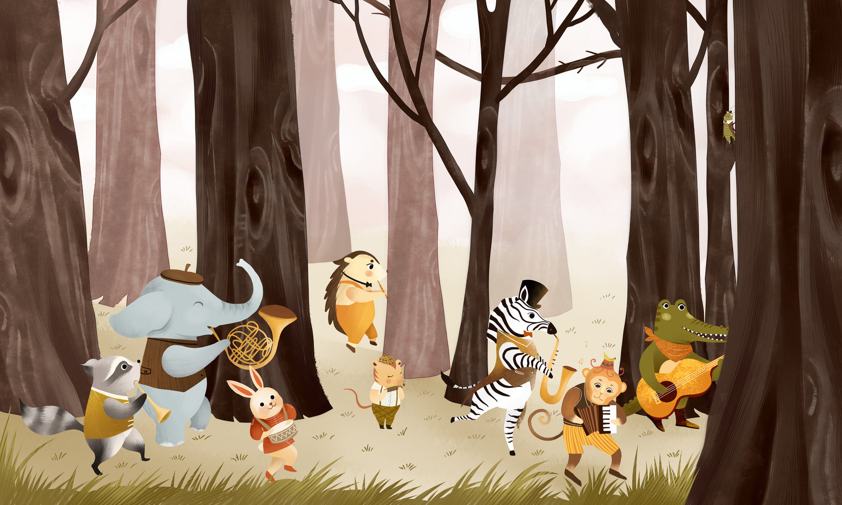 Cartoon Animal Band Wall Murals | Ever Wallpaper US