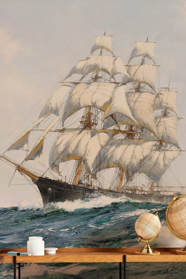 Vintage Nautical Ship Ocean Wall Mural Wallpaper | Ever Wallpaper ...