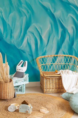 Abstract Ocean Wave Blue Mural Wallpaper | Ever Wallpaper – Everwallpaper
