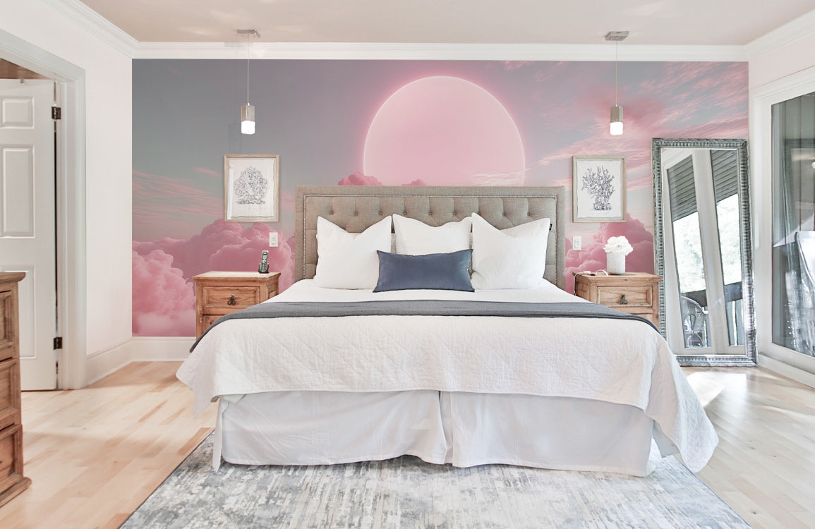 Blush Moon Cloudscape Mural Wallpaper | Ever Wallpaper – Everwallpaper