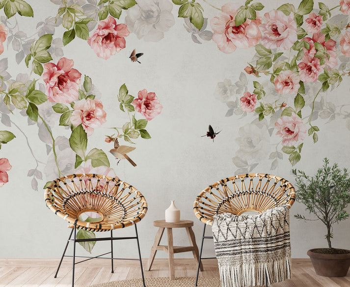 White China Rose Vintage Wallpaper Murals | Ever Wallpaper US ...