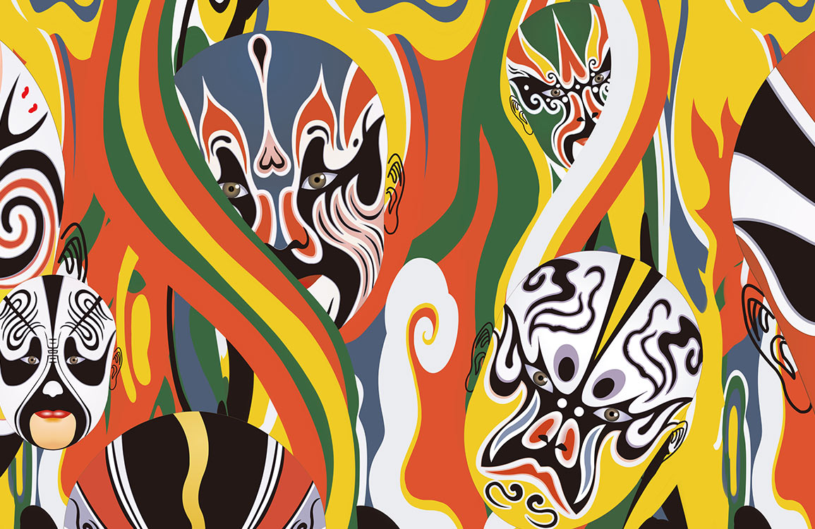 Colorful Abstract Mask Pattern Mural Wallpaper | Ever Wallpaper ...