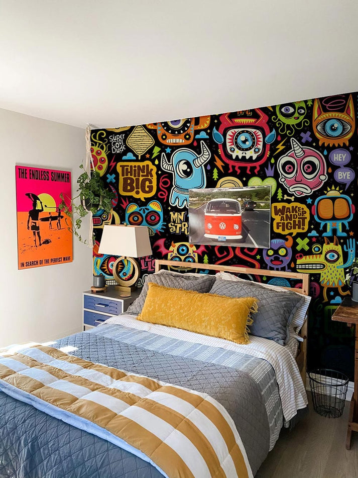 Colorful Graffiti Monster Kids Mural Wallpaper | Ever Wallpaper ...