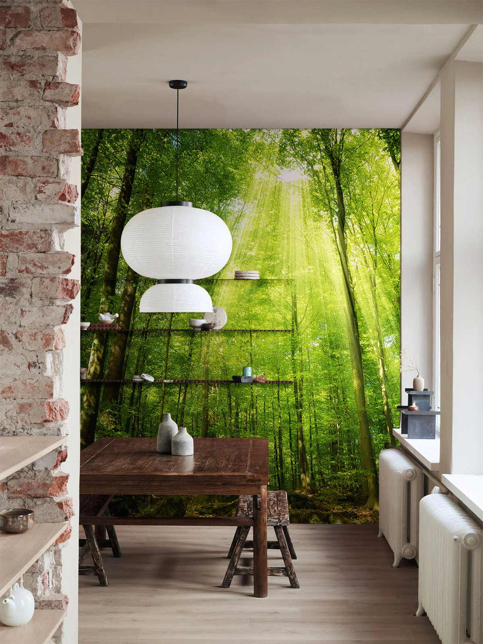 Sunlit Forest Greenery Wall Mural | Ever Wallpaper – Everwallpaper