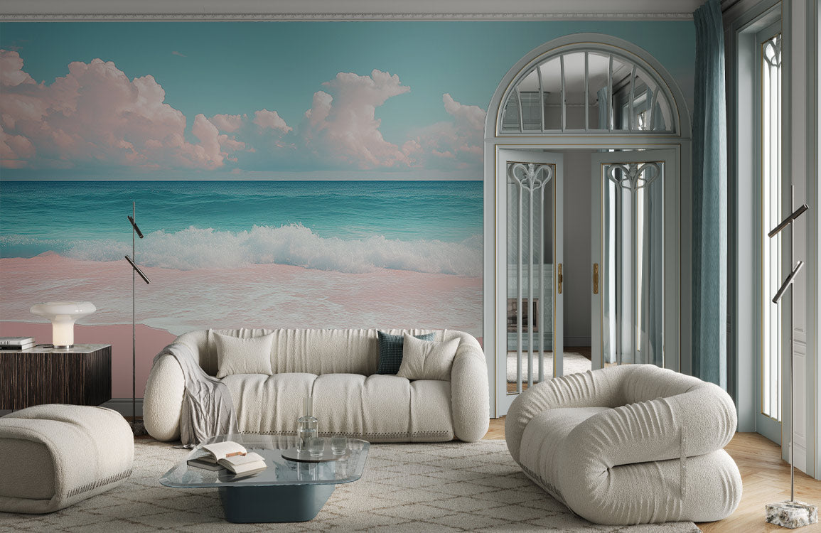 Pastel Pink Shoreline Mural Wallpaper | Ever Wallpaper – Everwallpaper