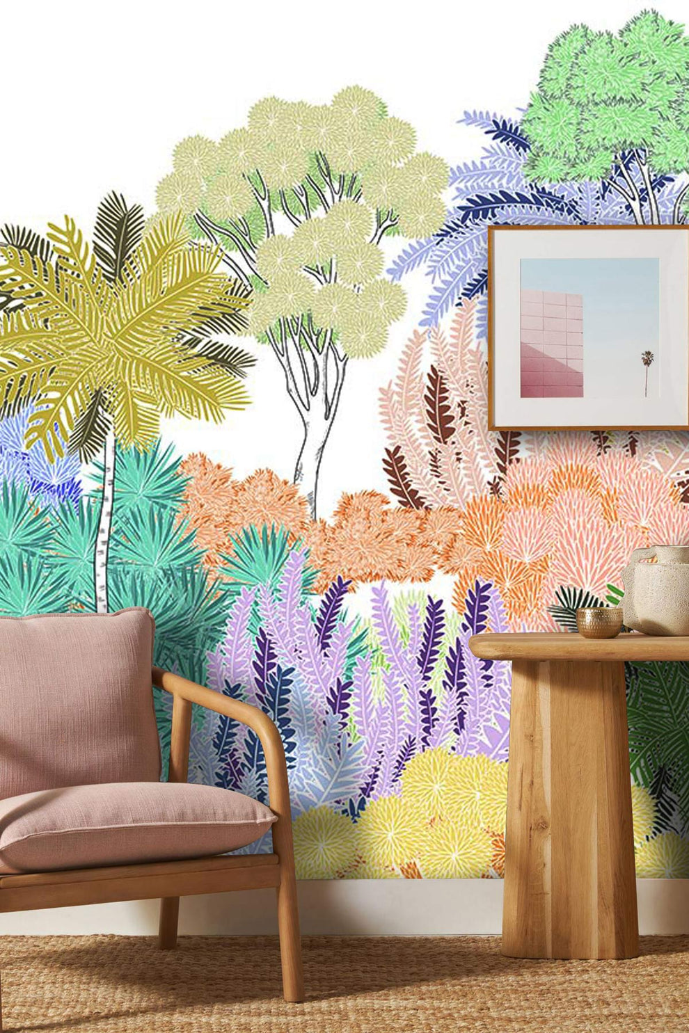 Colorful Tropical Botanical Vintage Mural Wallpaper | Ever Wallpaper ...