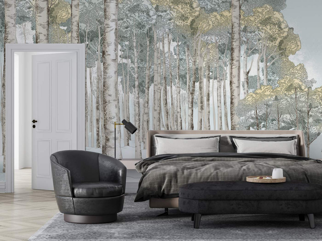 Whimsical Forest Birch Tree Mural Wallpaper | Ever Wallpaper ...