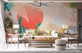 Tropical Botanical Sunrise Wall Mural | Ever Wallpaper