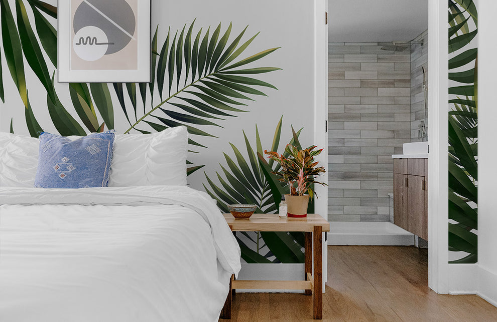 Tropical Palm Leaf Pattern Wallpaper Mural | Ever Wallpaper – Everwallpaper