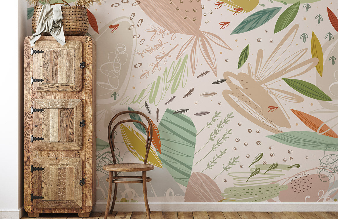 Botanical Abstract Art Mural Wallpaper | Ever Wallpaper – Everwallpaper