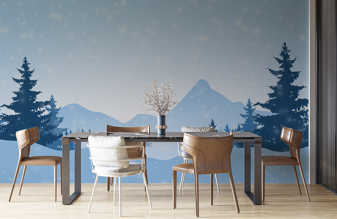 Serene Winter Snow Landscape Wall Mural | Ever Wallpaper – Everwallpaper