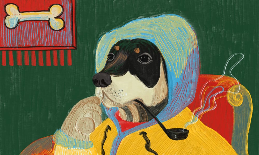 Colorful Funky Dog Illustration Mural Wallpaper | Ever Wallpaper ...