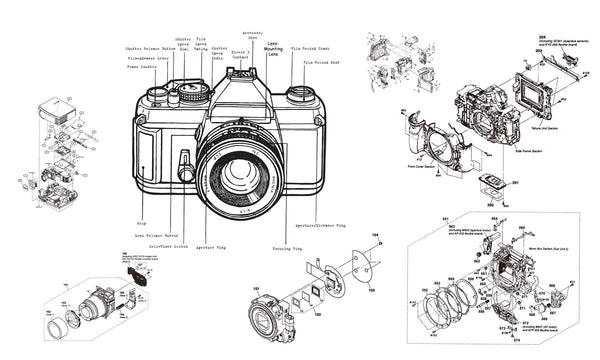 Modern Camera Technical Drawing Mural Wallpaper | Ever Wallpaper ...