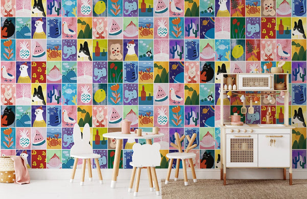 Colorful Abstract Animal Pattern Mural Wallpaper | Ever Wallpaper ...