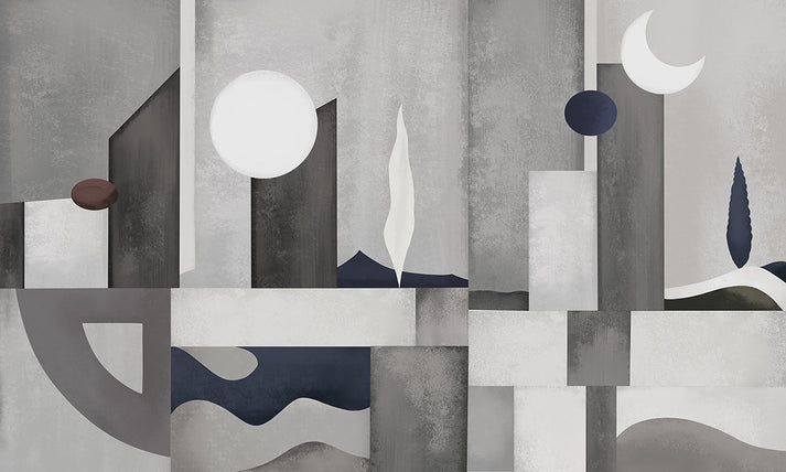 Modern Abstract Geometric Gray Mural Wallpaper | Ever Wallpaper ...