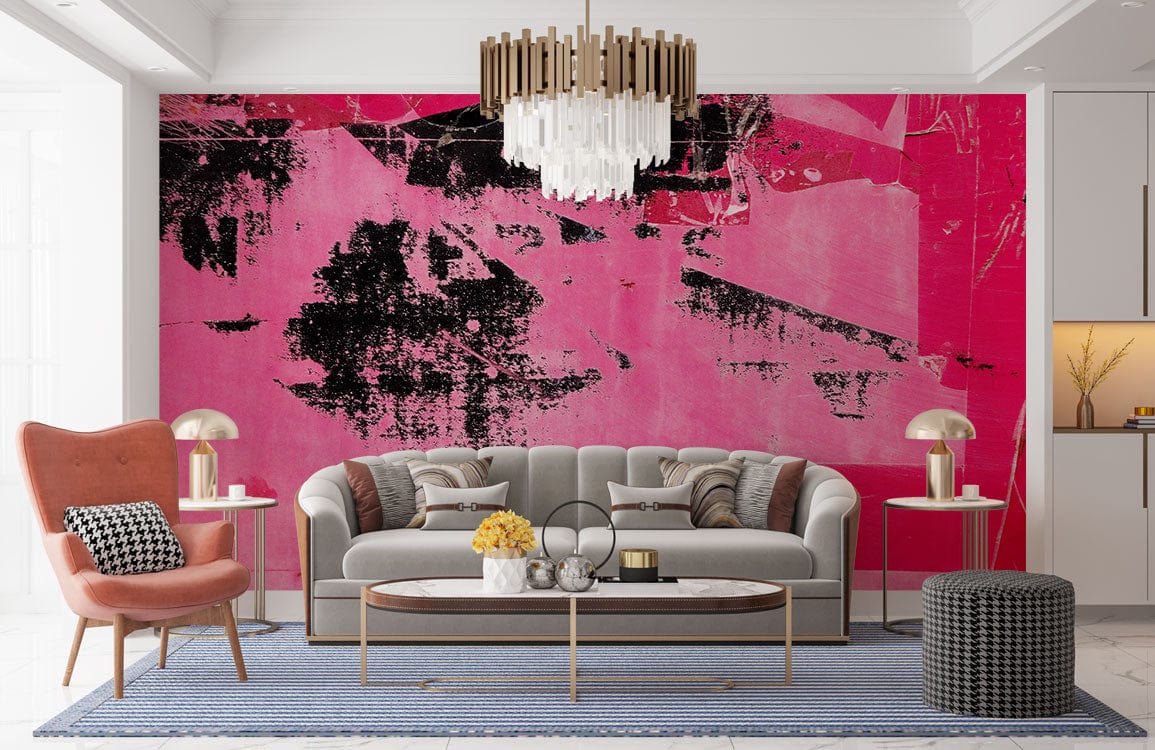 Abstract Pink and Black Mural Wallpaper | Ever Wallpaper – Everwallpaper