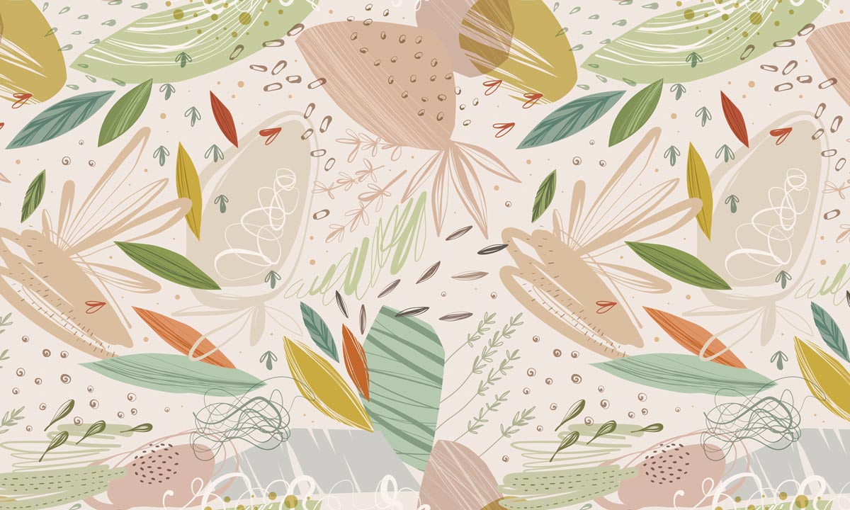 Botanical Abstract Art Mural Wallpaper | Ever Wallpaper – Everwallpaper