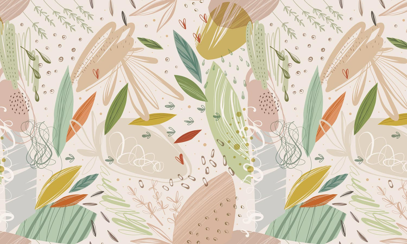 Neutral Botanical Abstract Art Mural Wallpaper | Ever Wallpaper ...