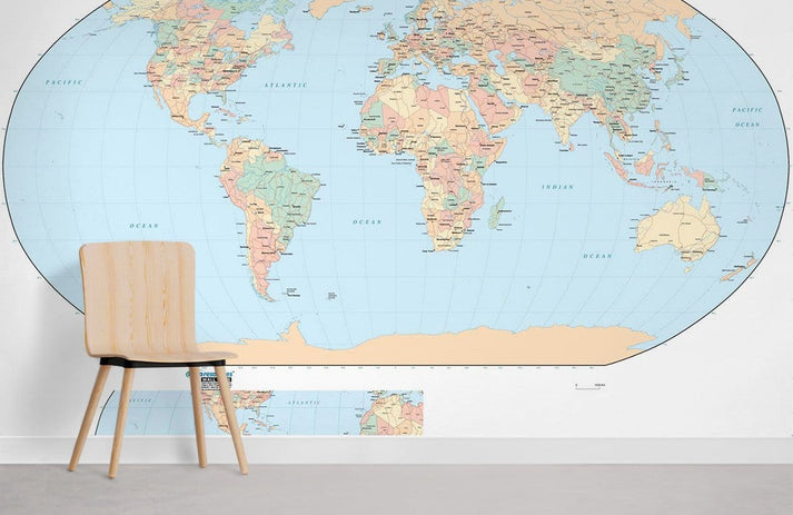 Vintage World Map Wall Mural Mural Wallpaper | Ever Wallpaper ...