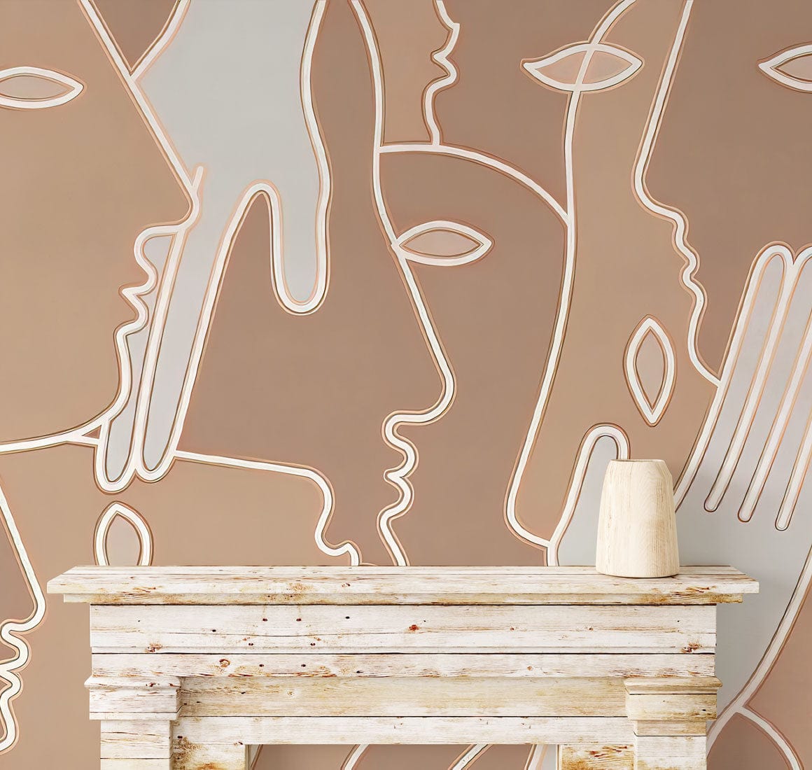 Abstract Line Art Neutral Wallpaper Mural | Ever Wallpaper – Everwallpaper