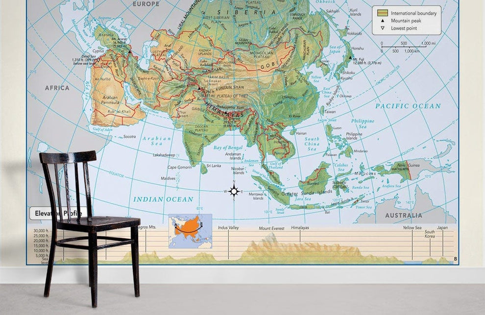 Vintage Style Asia Map Mural Wallpaper | Ever Wallpaper – Everwallpaper