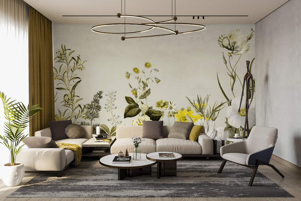 Elegant Neutral Botanical Mural Wallpaper | Ever Wallpaper – Everwallpaper