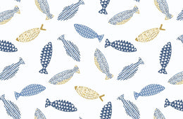 Nautical Blue Fish Pattern Wallpaper Mural | Ever Wallpaper