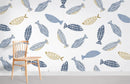 Nautical Blue Fish Pattern Wallpaper Mural | Ever Wallpaper