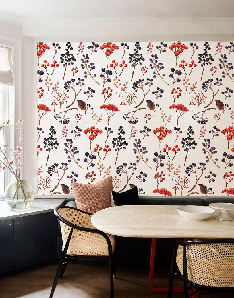 Autumn Berry Botanical Mural Wallpaper | Ever Wallpaper – Everwallpaper