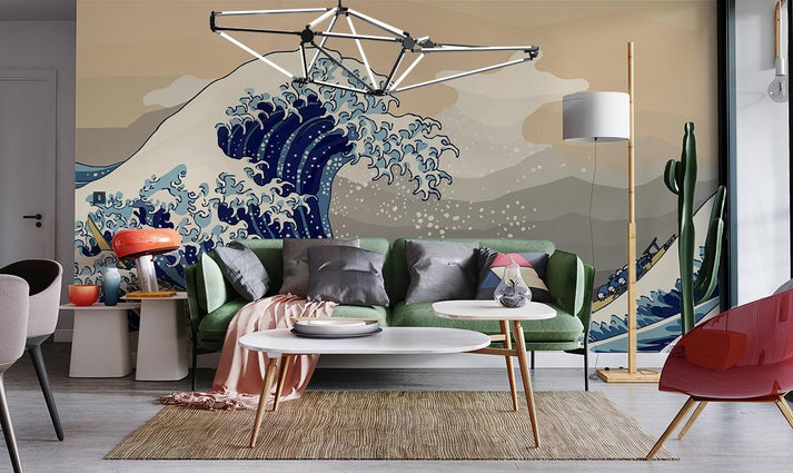 Vintage Japanese Great Wave Mural Wallpaper | Ever Wallpaper ...