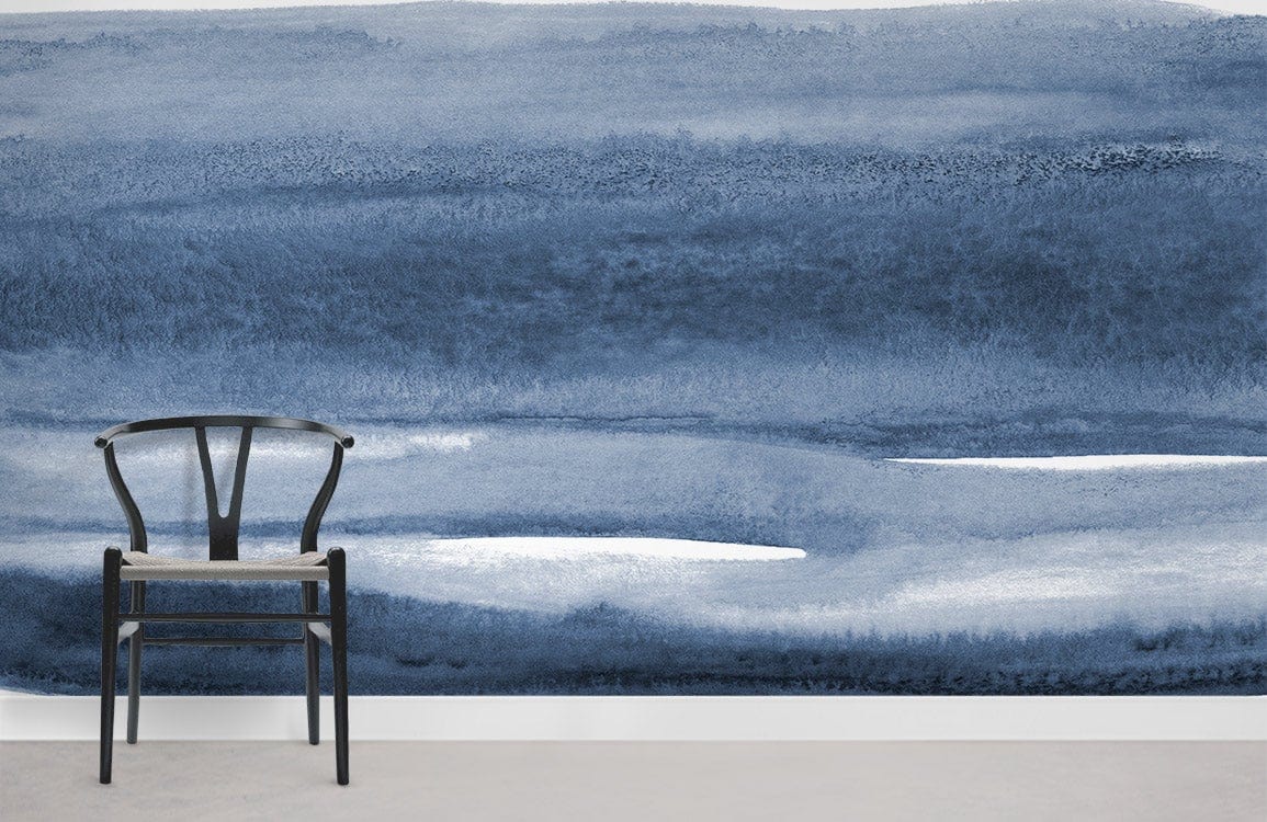 Abstract Blue Watercolor Stripes Mural Wallpaper | Ever Wallpaper ...