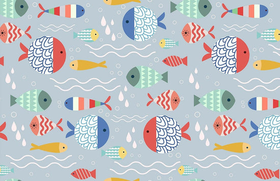 Colorful Whimsical Ocean Fish Mural Wallpaper | Ever Wallpaper ...