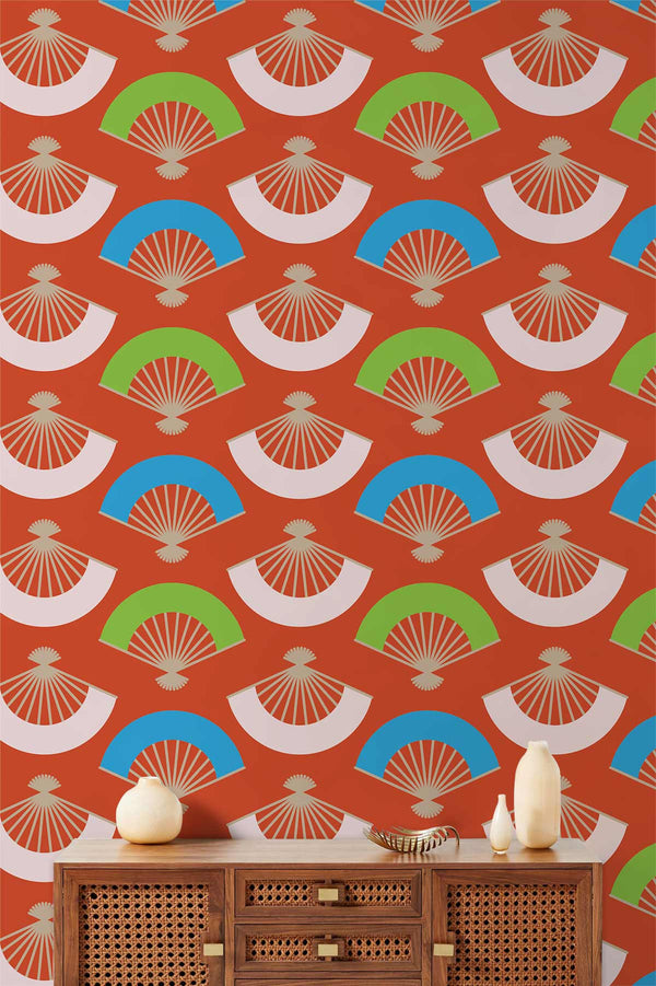 Vibrant Geometric Fan Pattern Mural Wallpaper | Ever Wallpaper ...