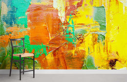 Vibrant Abstract Art Oil Mural Wallpaper | Ever Wallpaper