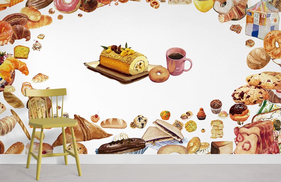 Vibrant Whimsical Bakery Wall Mural | Ever Wallpaper – Everwallpaper