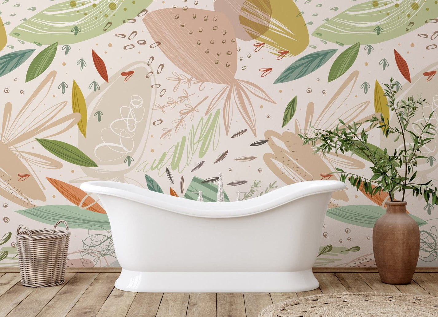 Botanical Abstract Art Mural Wallpaper | Ever Wallpaper – Everwallpaper