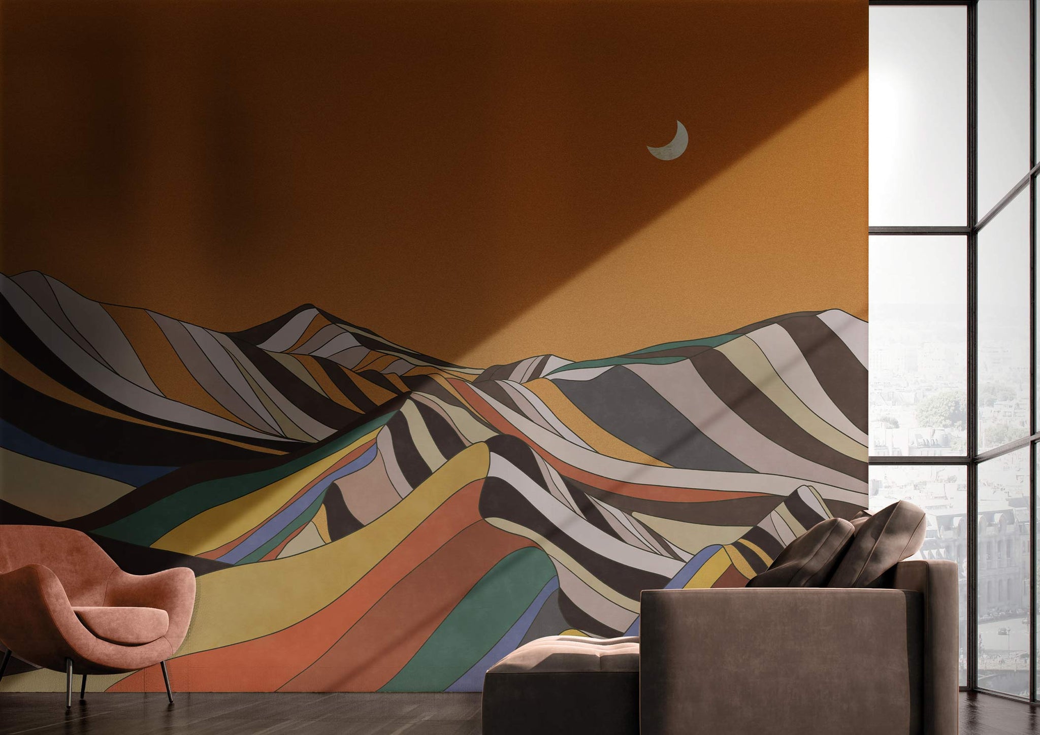 Abstract Striped Landscape Mural Wallpaper | Ever Wallpaper