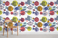 Colorful Hand-Drawn Fish Mural Wallpaper | Ever Wallpaper