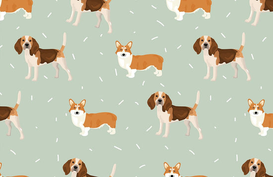 Playful Dog Pattern Kids Room Mural Wallpaper | Ever Wallpaper ...