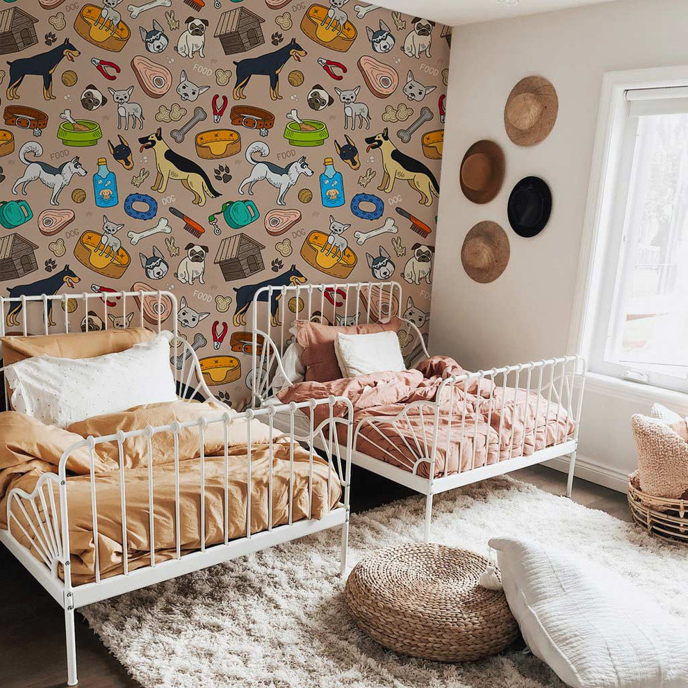 Playful Dog Themed Mural Wallpaper | Ever Wallpaper – Everwallpaper