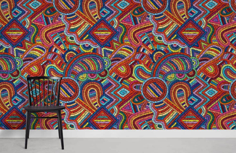 Colorful Abstract Geometric Pattern Mural Wallpaper | Ever Wallpaper ...