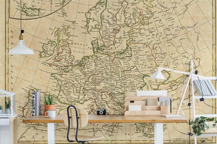 Vintage Map Europe Wall Mural | Ever Wallpaper – Everwallpaper