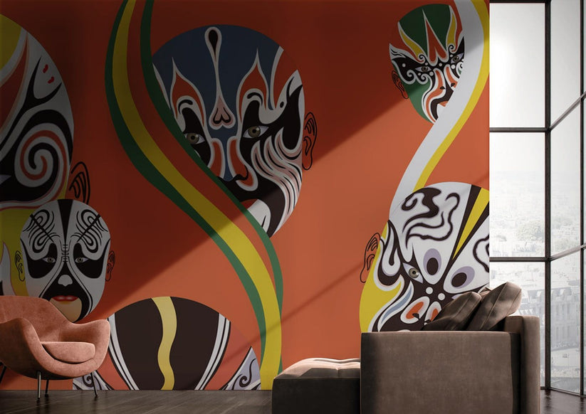 Abstract Artistic Face Illustration Mural Wallpaper | Ever Wallpaper ...