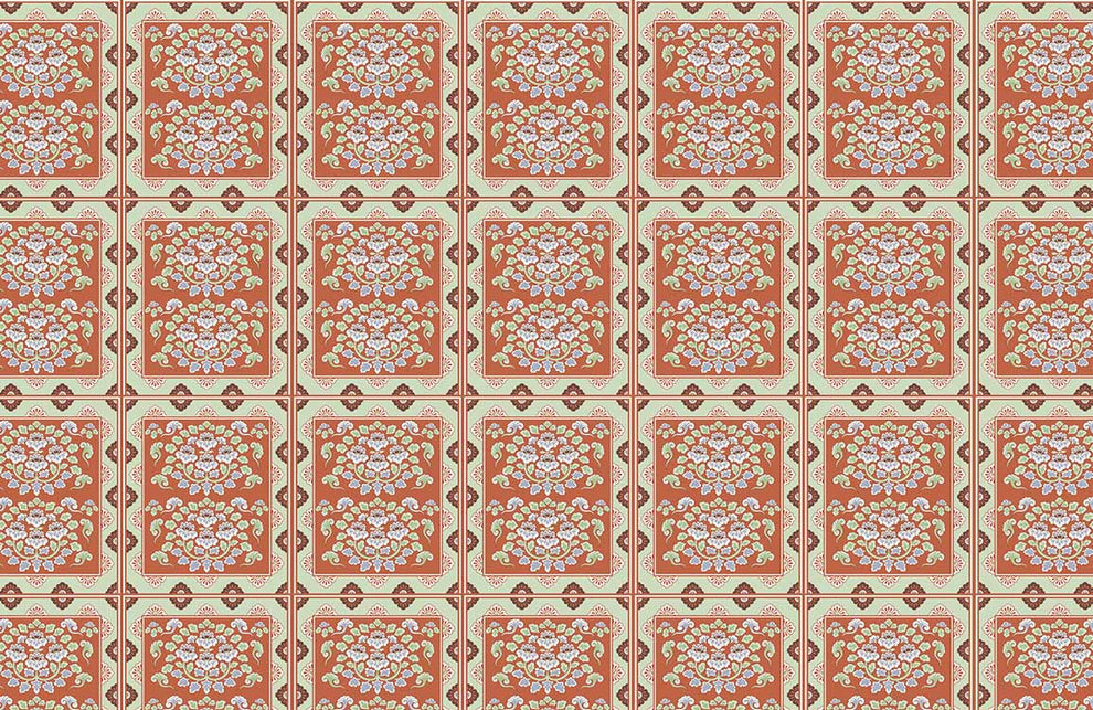 Vintage Orange Floral Pattern Mural Wallpaper | Ever Wallpaper ...