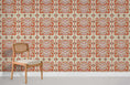 Vintage Orange Floral Pattern Mural Wallpaper | Ever Wallpaper