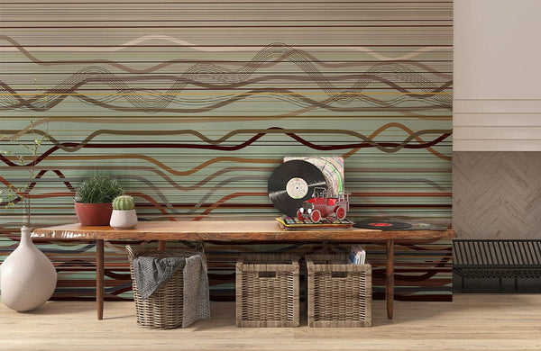 Abstract Wavy Lines Neutral Wallpaper Mural | Ever Wallpaper ...