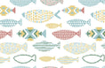 Colorful Whimsical Fish Pattern Wallpaper Mural | Ever Wallpaper
