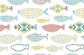 Colorful Whimsical Fish Pattern Wallpaper Mural | Ever Wallpaper